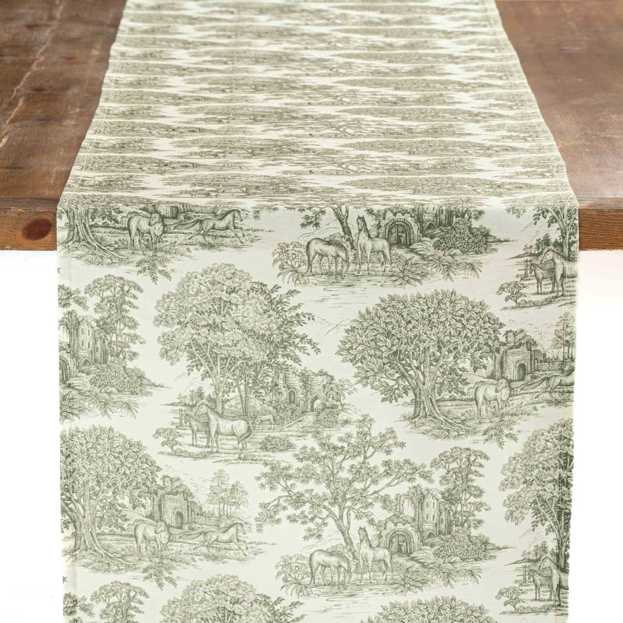 Green Countryside Toile Runner - Over The Top